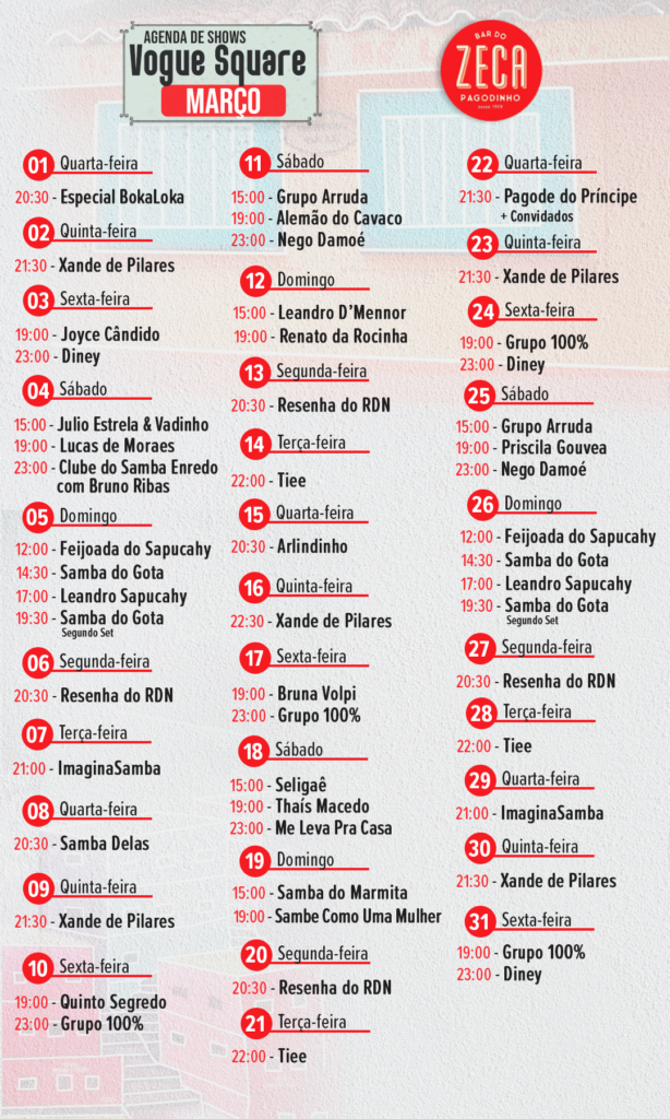 Bar do Zeca Pagodinho - BAR | VOGUE SQUARE - Março - Agenda Cultural ...